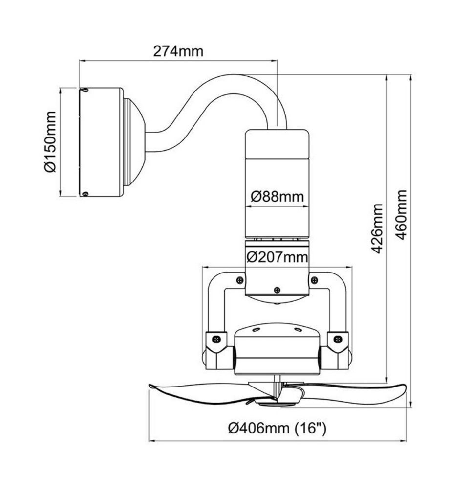 Corner/ Wall Fan - Acorn DC-360 16" - Mr.VU fan Singapore